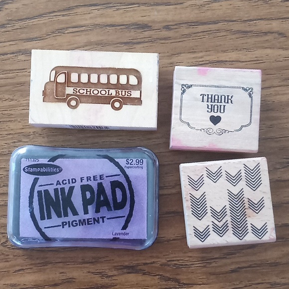 Office | 3 Used Rubber Stamps And 1 Ink Pad | Poshmark